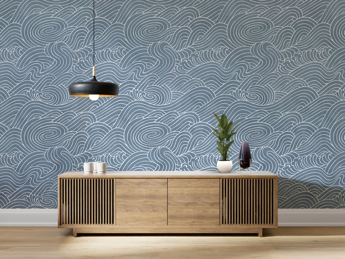 Waves Ocean Blue Wall Mural – Wallpaper | Remix Walls